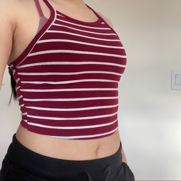 Bozzolo | Tops | Burgundy Stripped Halter Top | Poshmark